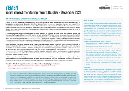 Yemen: Social impact monitoring October - December 2021 | ACAPS